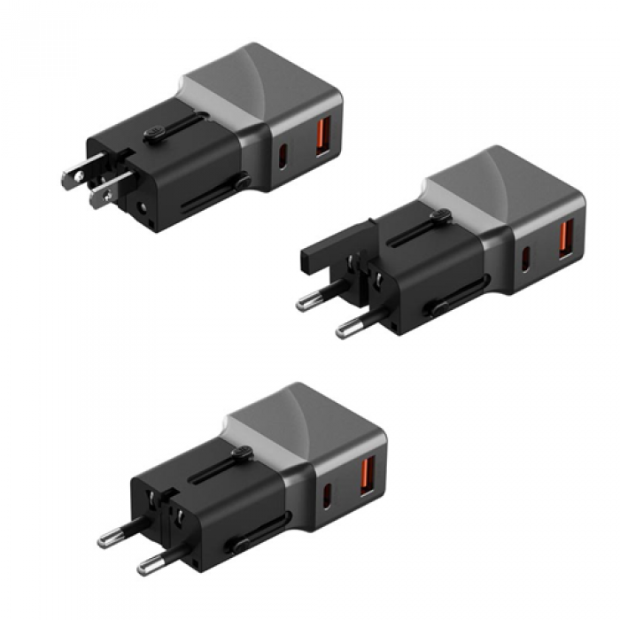 Energea Travelworld Adapter 25W 1C+1A Adapter (Gunmetal) - Energea ...